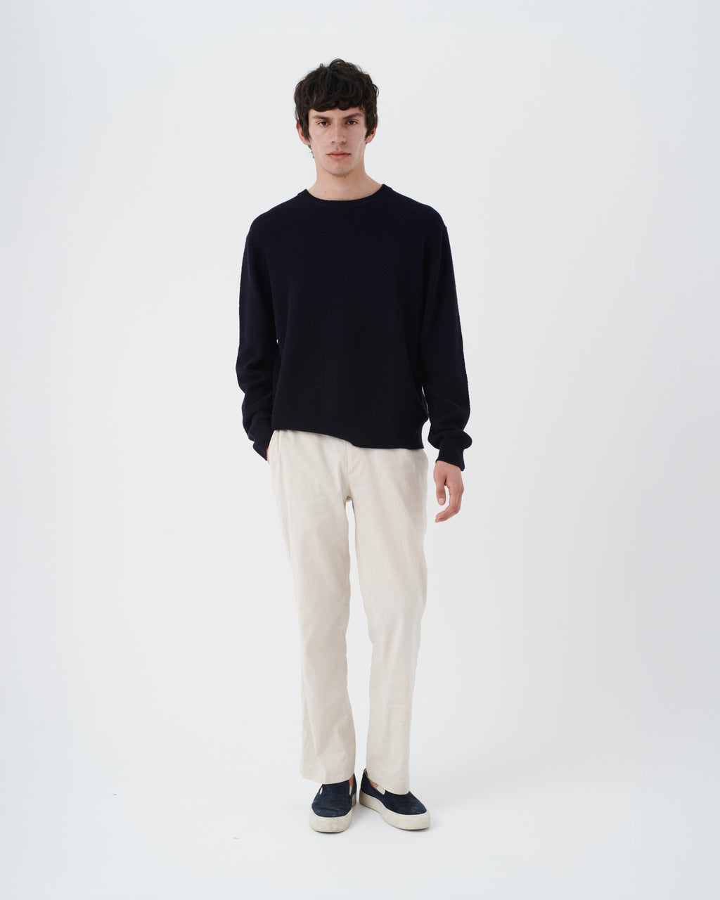 STRUCTURED SWEATER NAVY – The Real Garcia